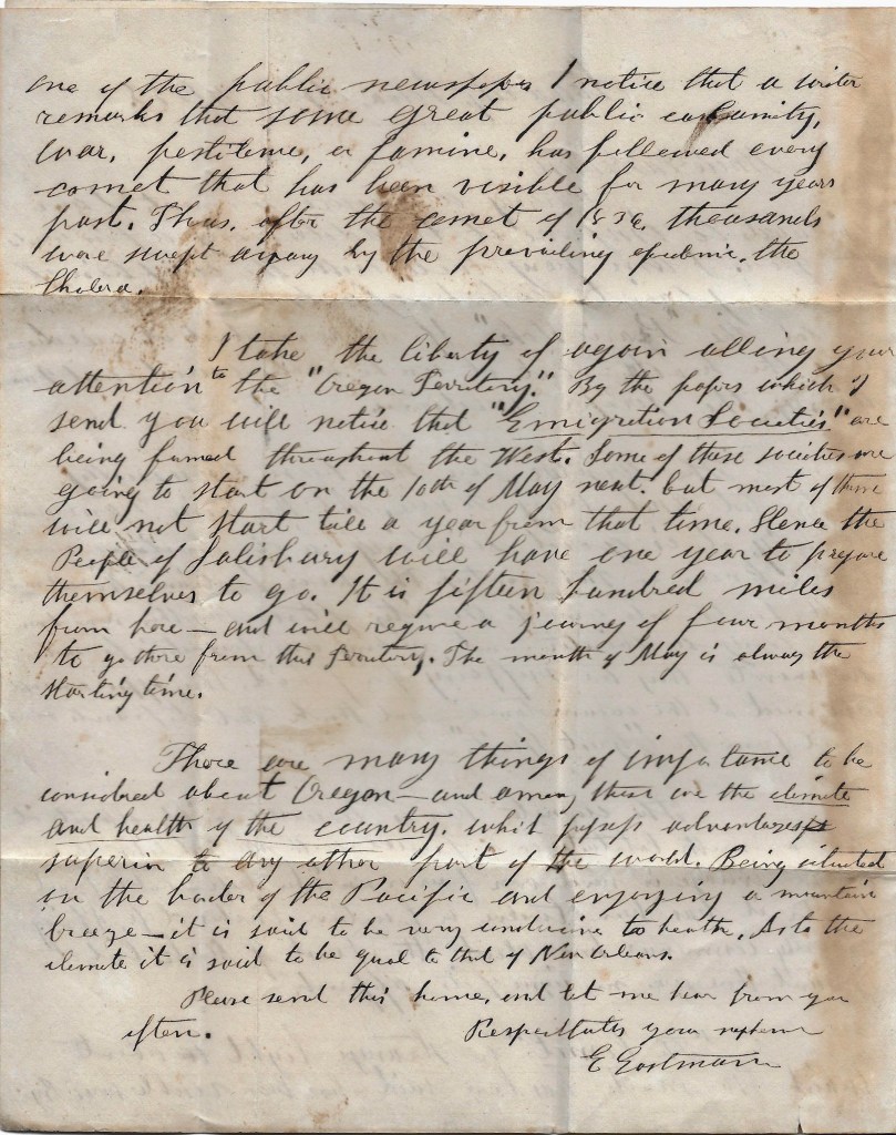 Iowa City – April 1843 – The Letter Back Home. | Our Iowa Heritage