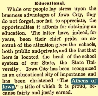 Welcome To Iowa City – Athens Of Iowa. | Our Iowa Heritage