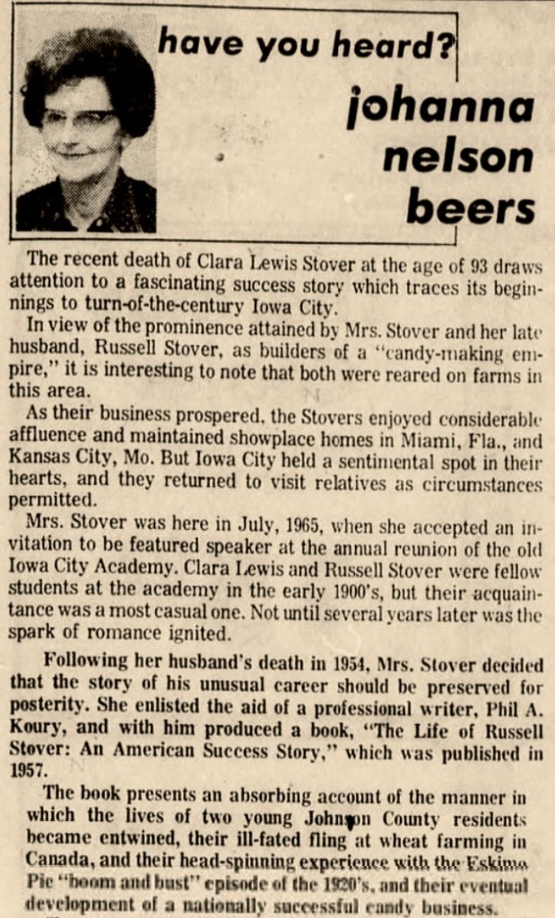 Iowa City’s Candy Couple – Russell & Clara Stover. | Our Iowa Heritage