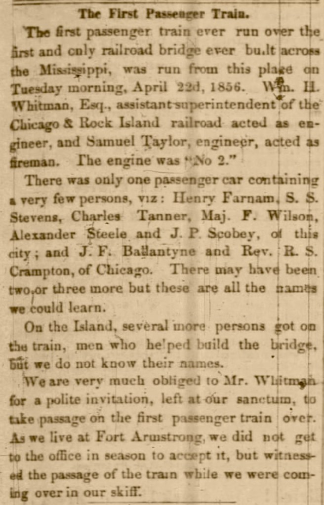 1856 – Bridging The Father Of Waters. | Our Iowa Heritage